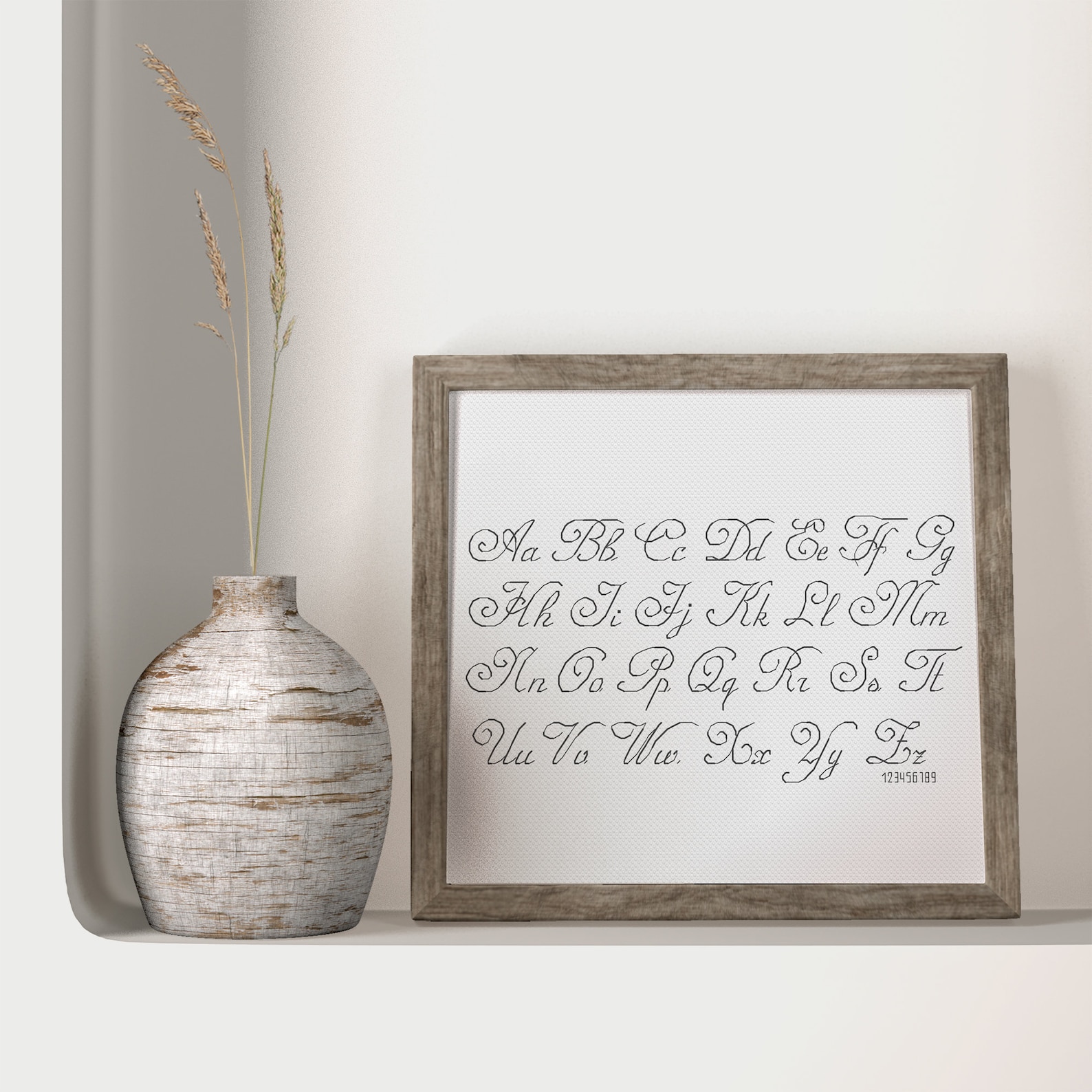 Calligraphy Alphabet Cross Stitch Pattern: Cursive Font Letters Chart ...