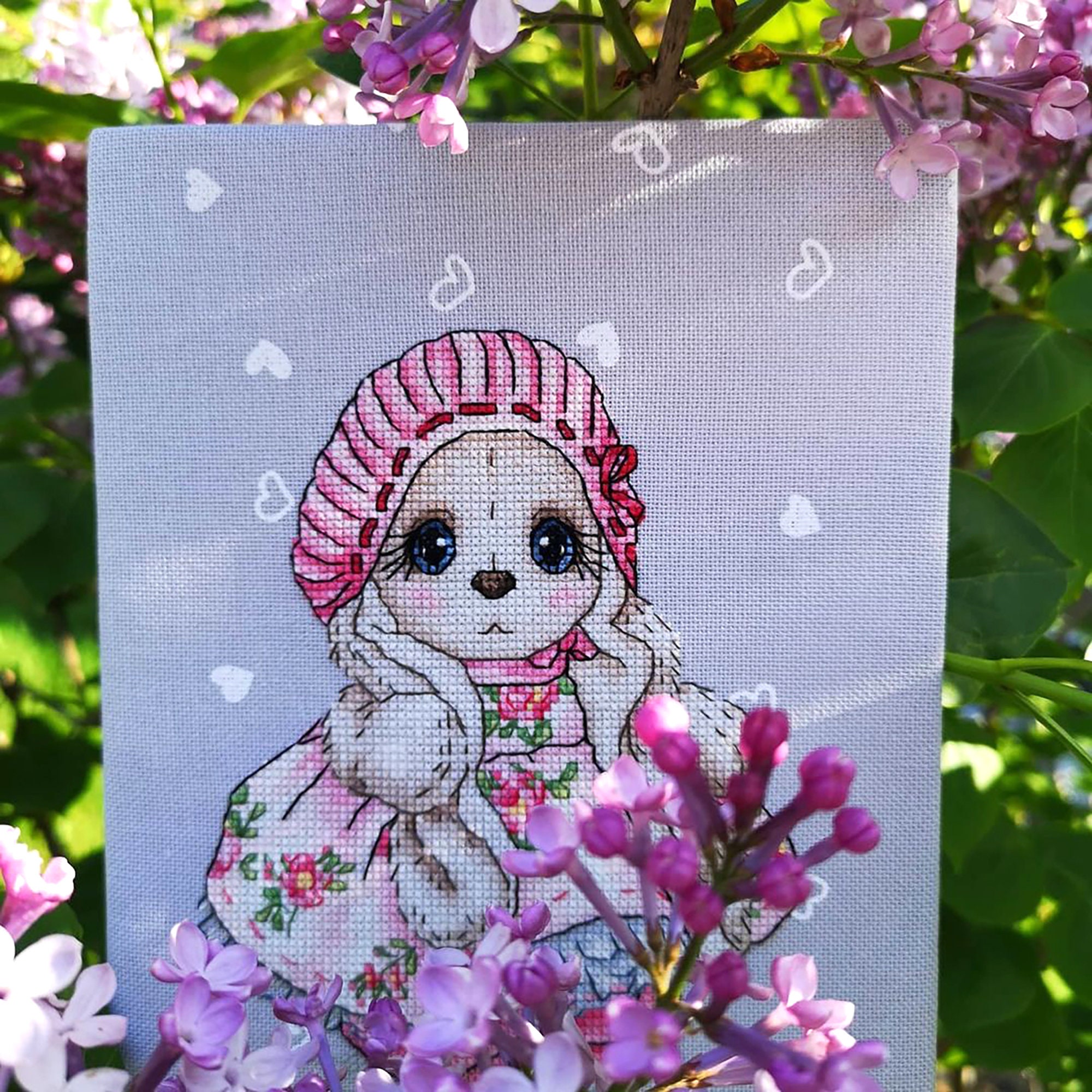 Pale Pink Dress Bunny Cross Stitch Pattern PDF Rabbit Cross | Etsy