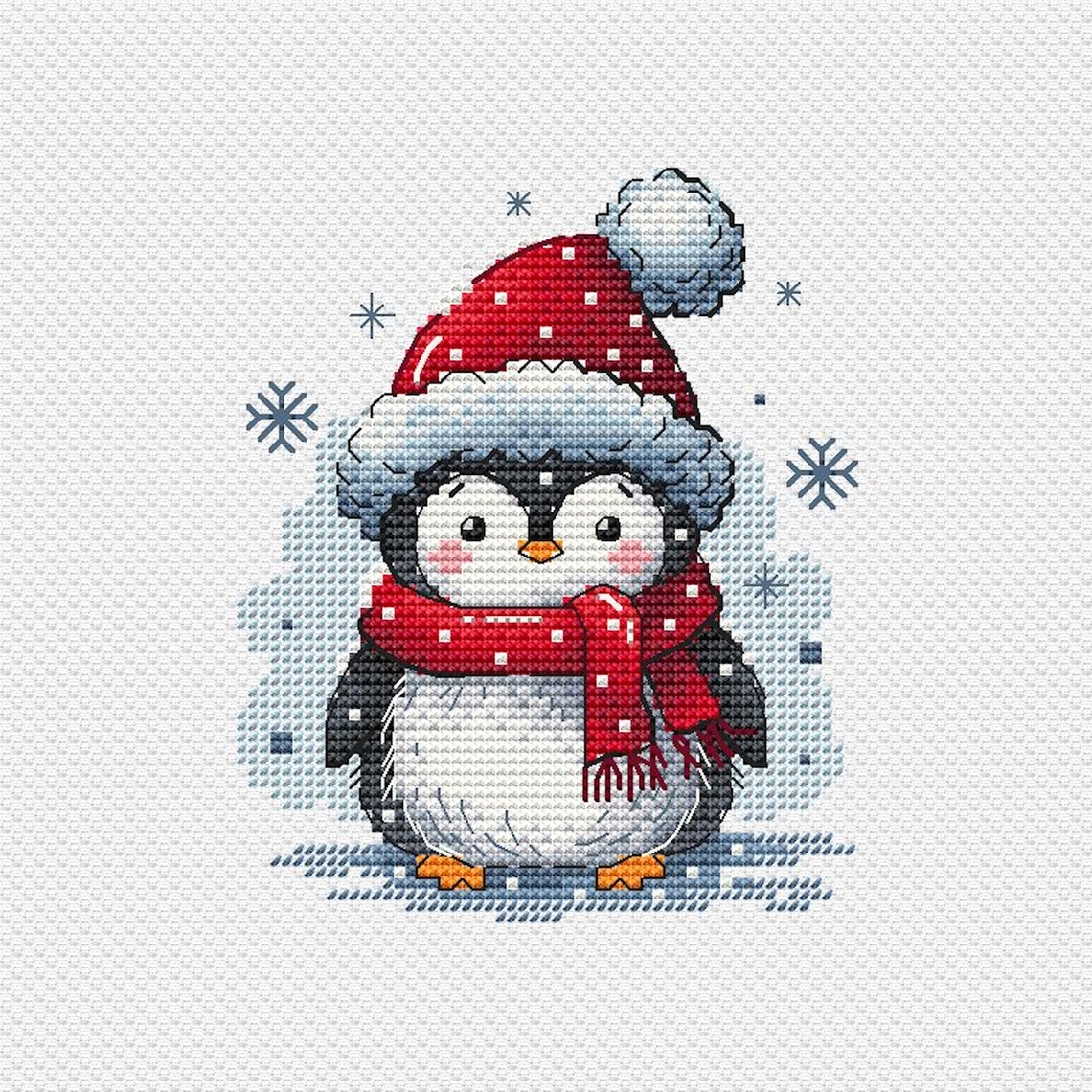 Penguin Cross Stitch Pattern, Christmas Penguin Hand Embroidery Design ...