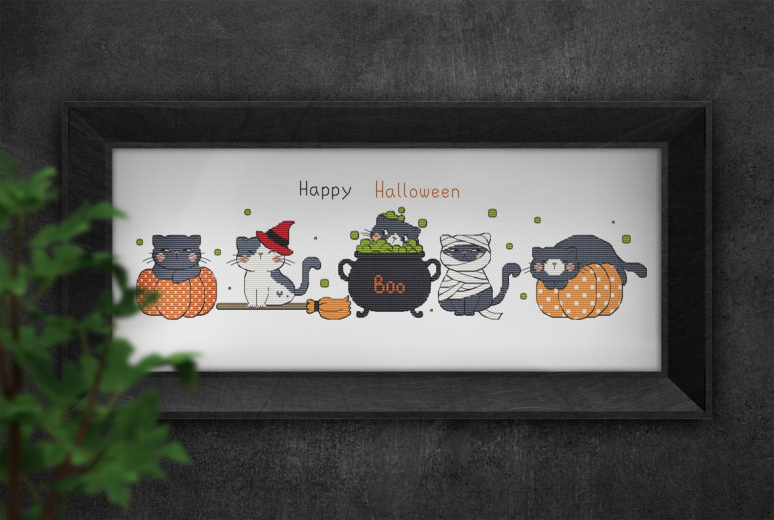 Halloween Art Black Cat in Pumpkin Cross Stitch PDF Trick or - Etsy