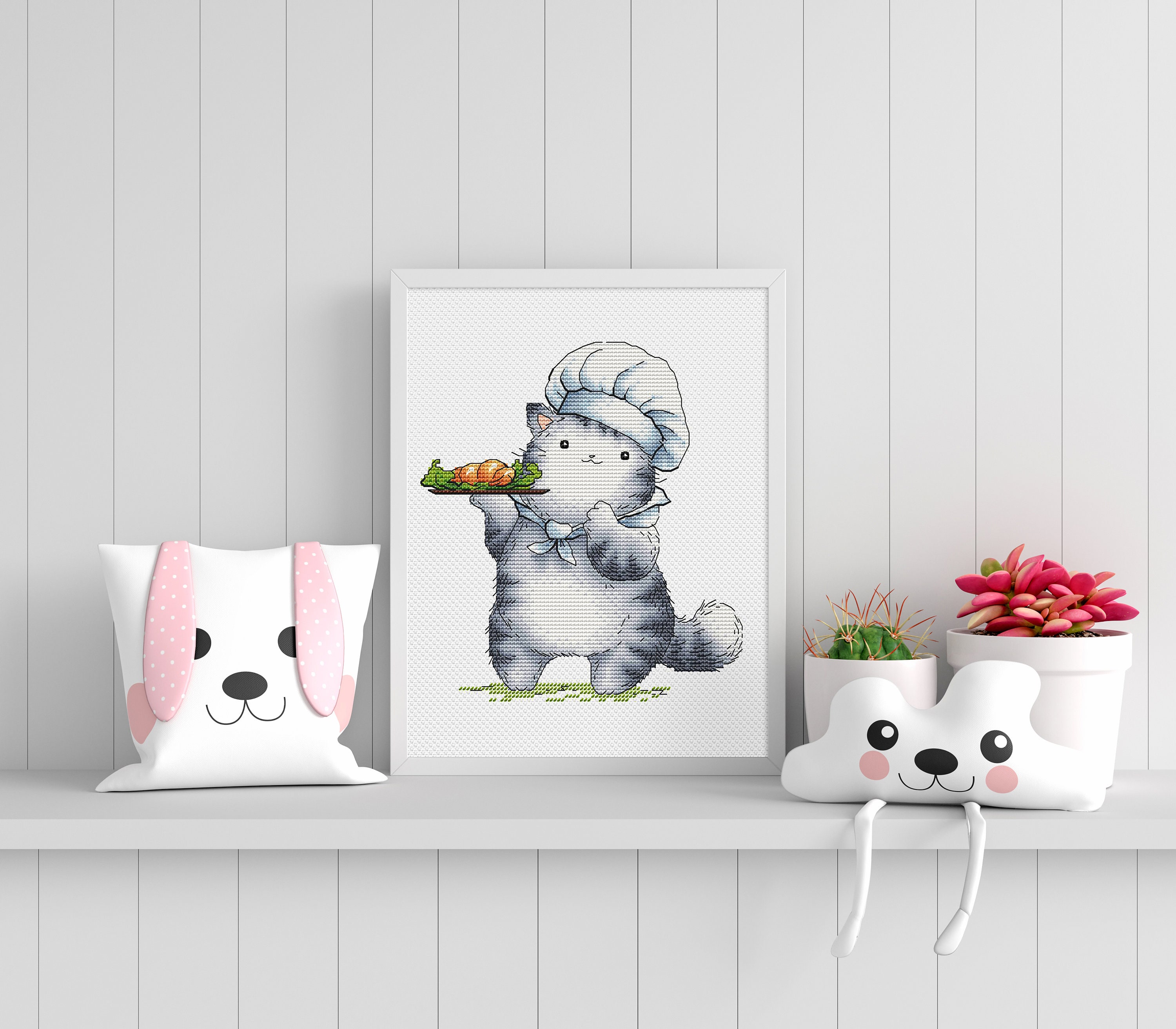 Cat Chef Cross Stitch Pattern PDF Kitten Counted Cross | Etsy