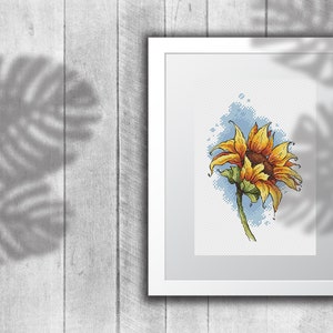 Sunflower Cross Stitch Chart, Flower Counted Cross Stitch Pattern Pdf ...