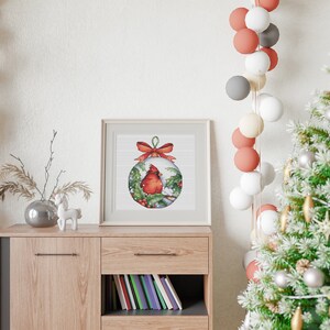 Red Cardinal Ornament Cross Stitch Pattern PDF, Handmade Festive ...