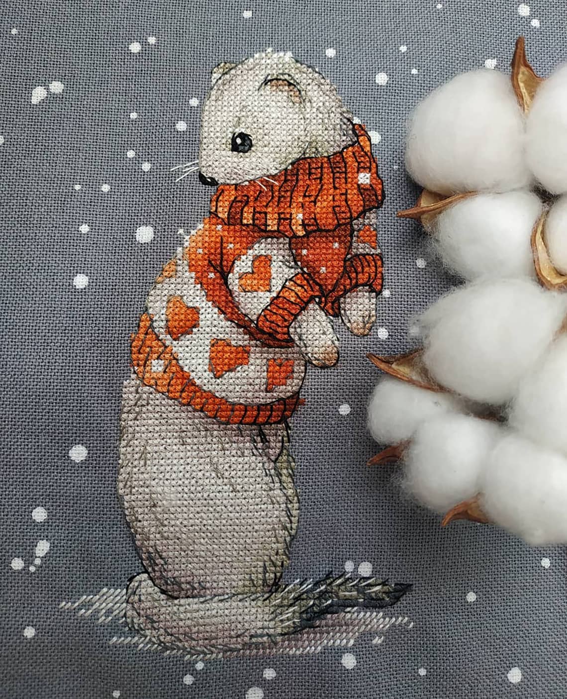 Ermine Cross Stitch Pattern PDF Animal Cross Stitch Instant - Etsy