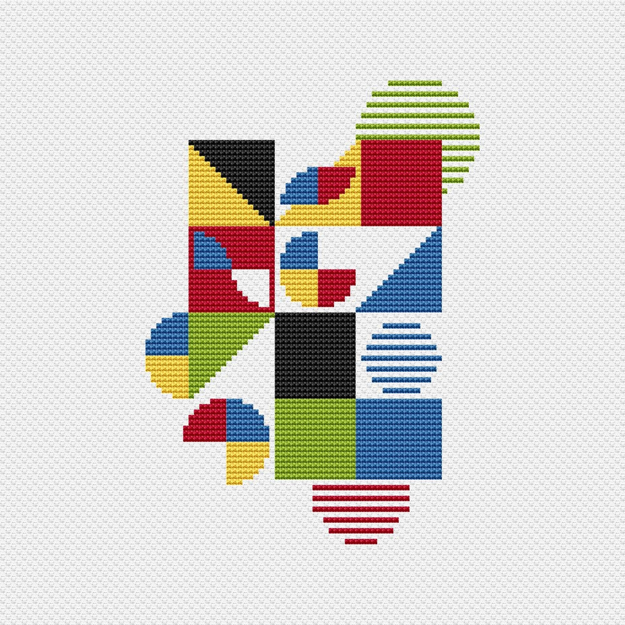 Modern Cross Stitch Pattern Multicolored Geometric Cross - Etsy