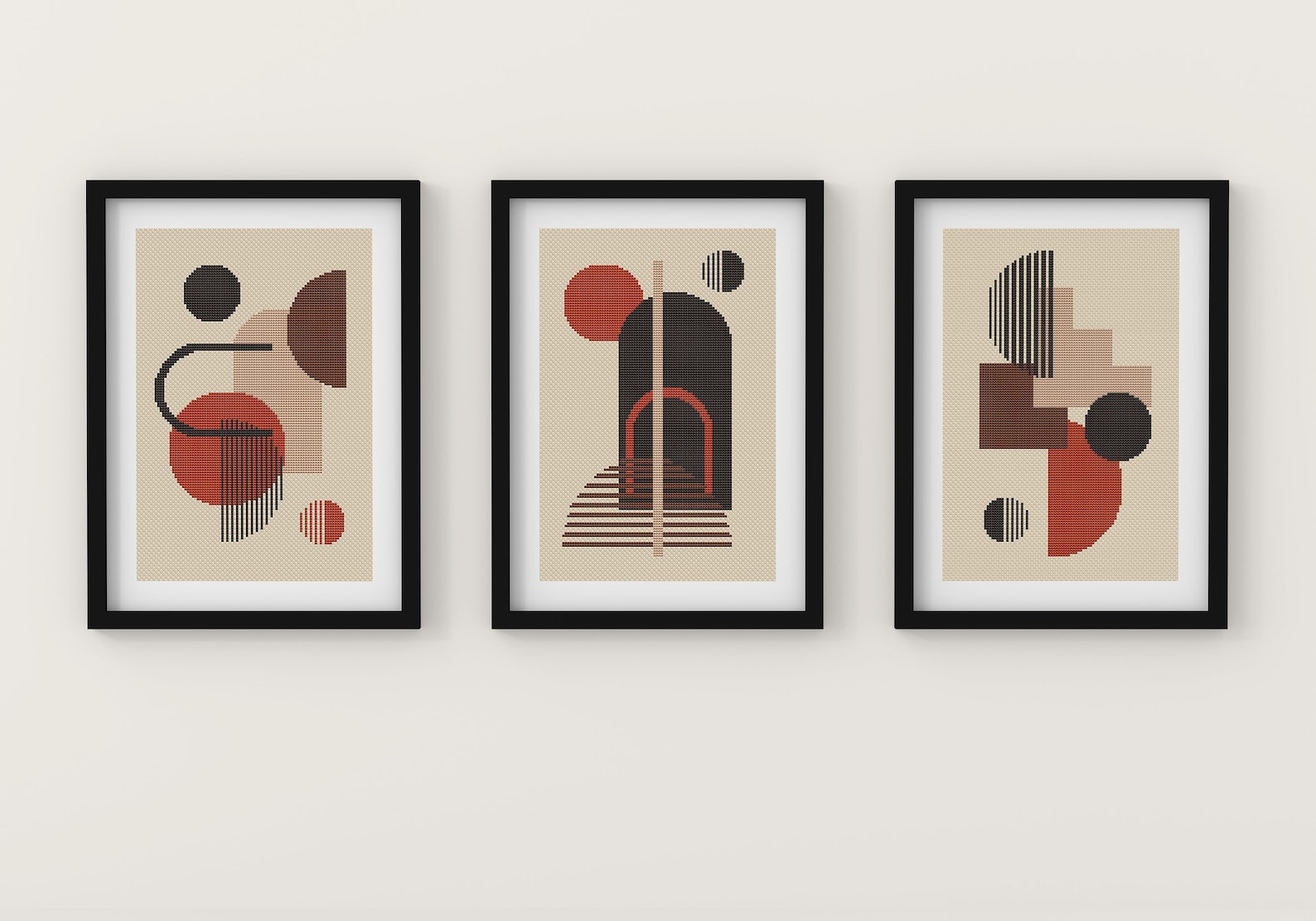 Set of 3 Modern Cross Stitch Pattern,geometric Cross Stitch Pattern ...