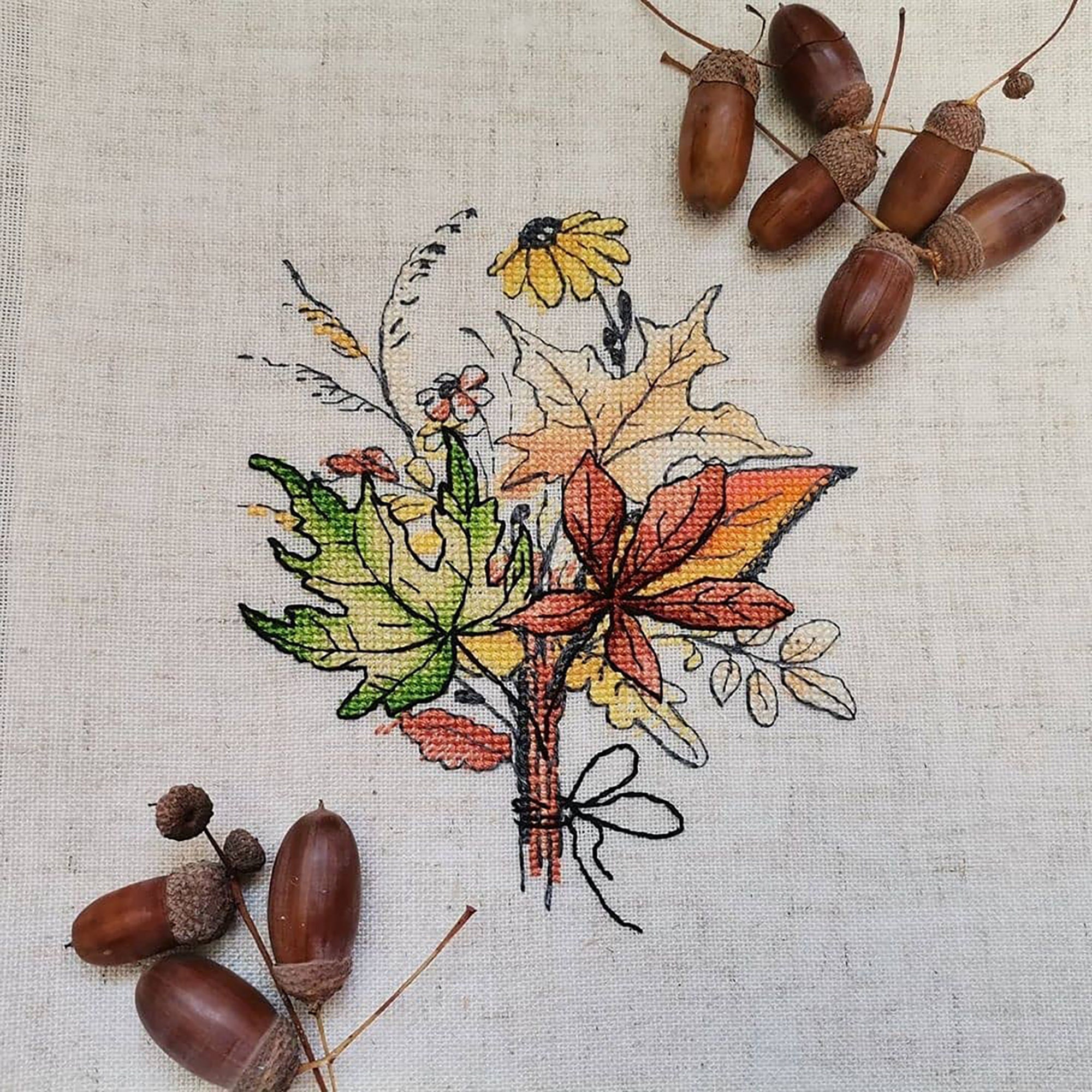 Fall Cross Stitch Pattern PDF Flower Bouquet Counted Cross - Etsy