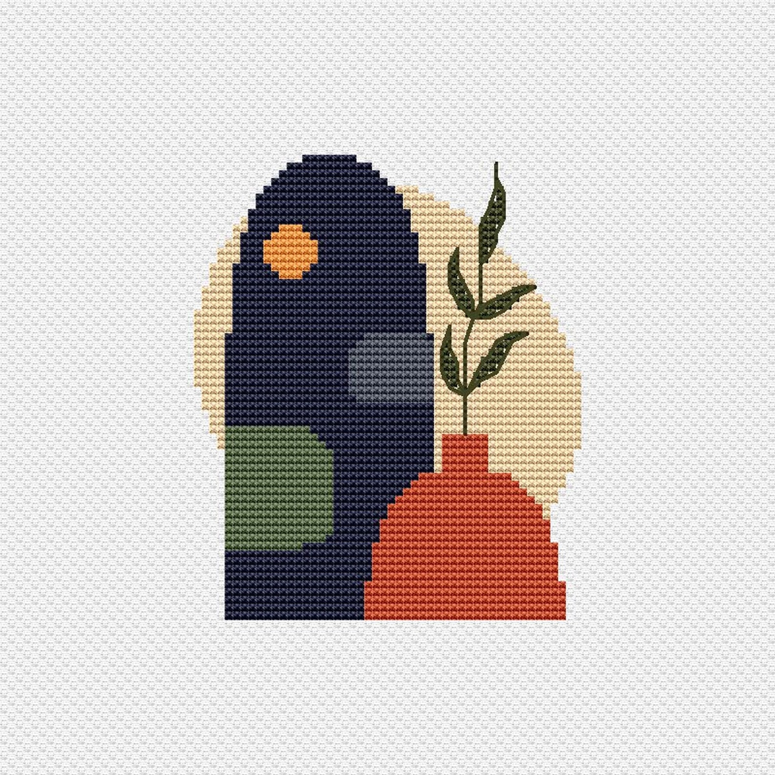 Boho Cross Stitch Pattern PDF, Modern Sun and Moon Cross Stitch ...