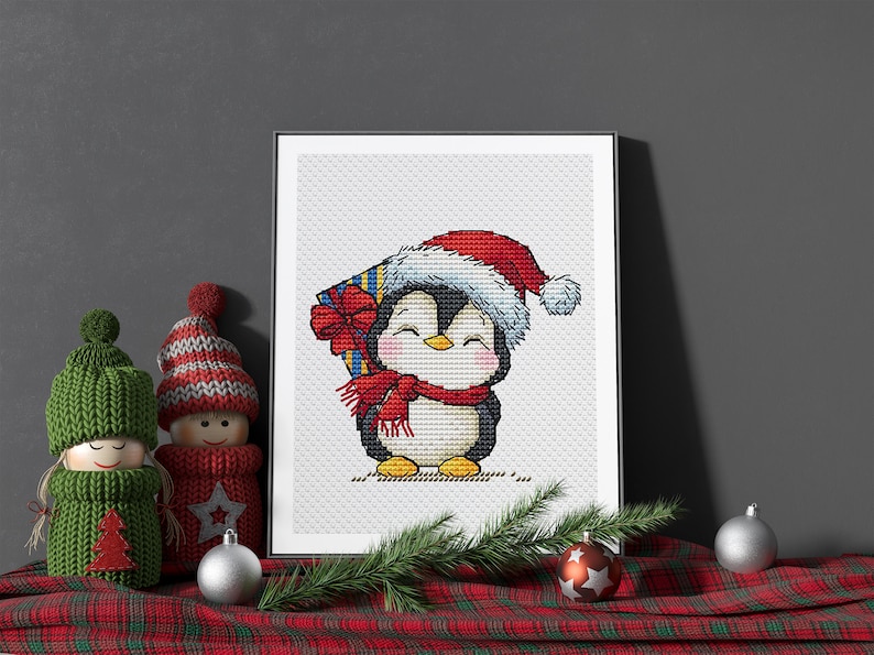 Little Penguin Cross Stitch Pattern Christmas Penguin Cross - Etsy