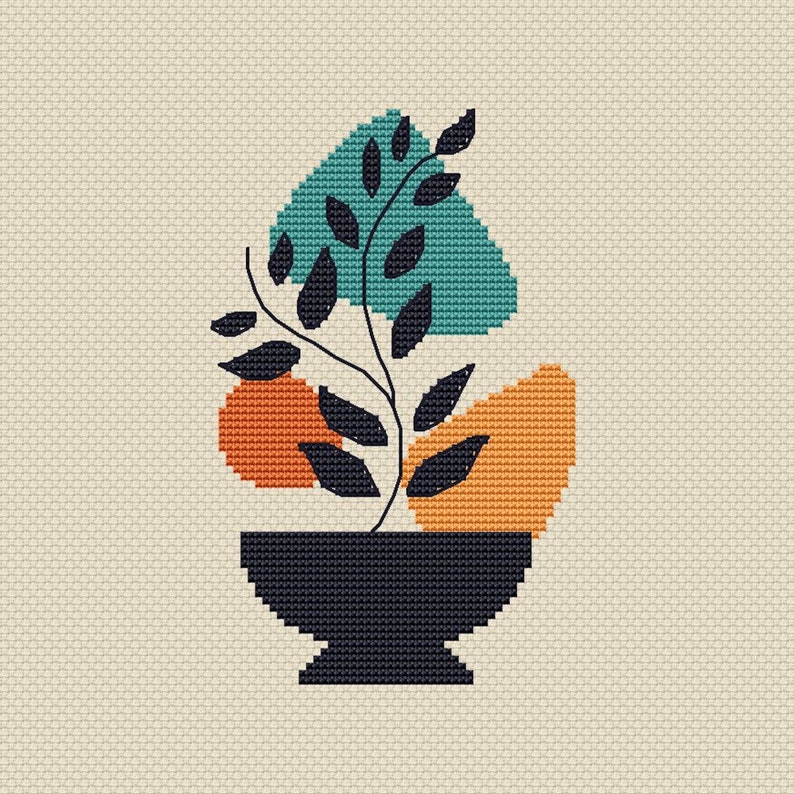 Boho Cross Stitch Pattern PDF Plant Cross Stitch Minimalist - Etsy