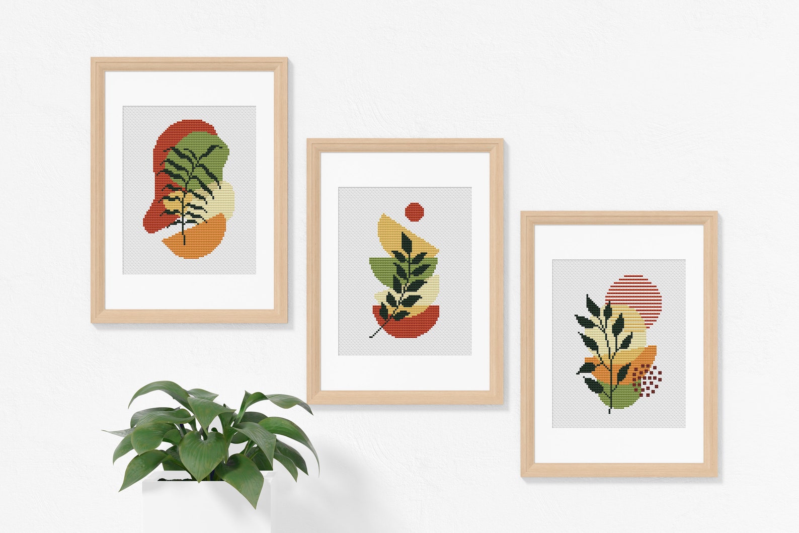 Boho Cross Stitch Pattern PDF Modern Multicolored Cross - Etsy