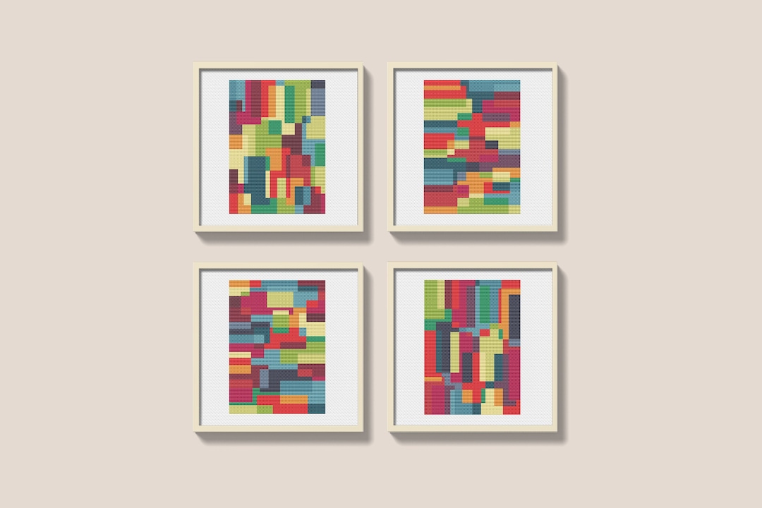 Abstract Ornament Cross Stitch Pattern, Multicolored Geometric Counted ...