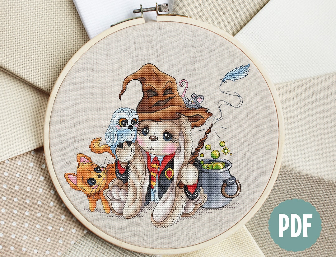 Wizard Cross Stitch Pattern PDF Halloween Decoration Owl - Etsy