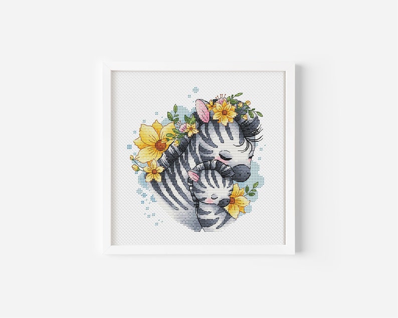 Zebra Cross Stitch Pattern, Mom and Baby Embroidery Instant Download ...