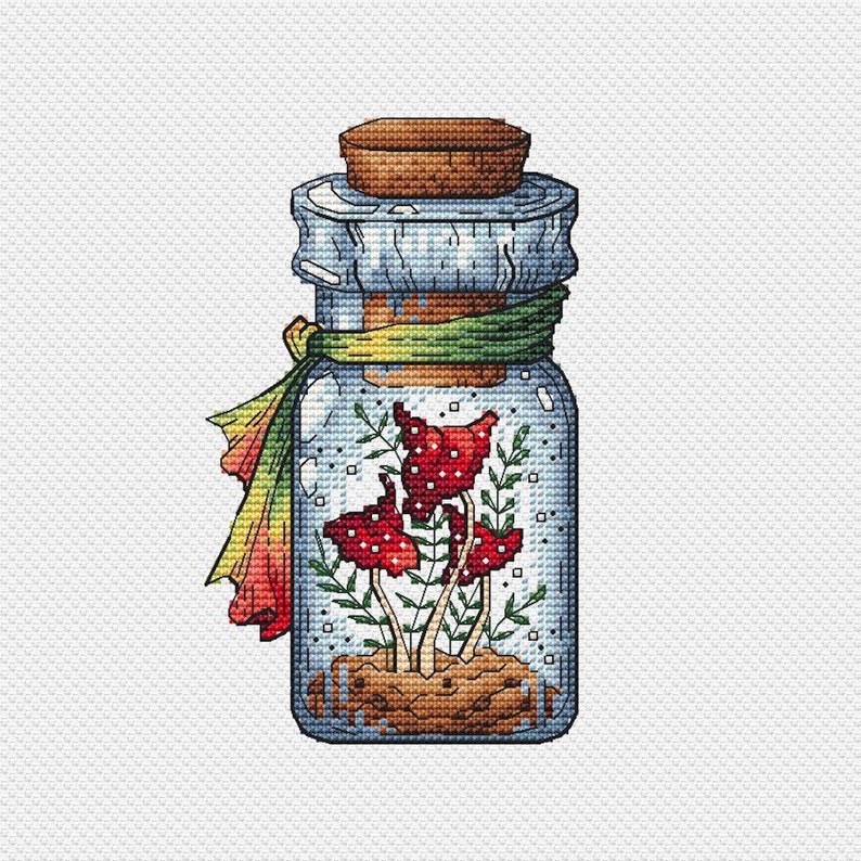 Cross Stitch Pattern Mushroom Potion Bottle Counted Cross - Etsy