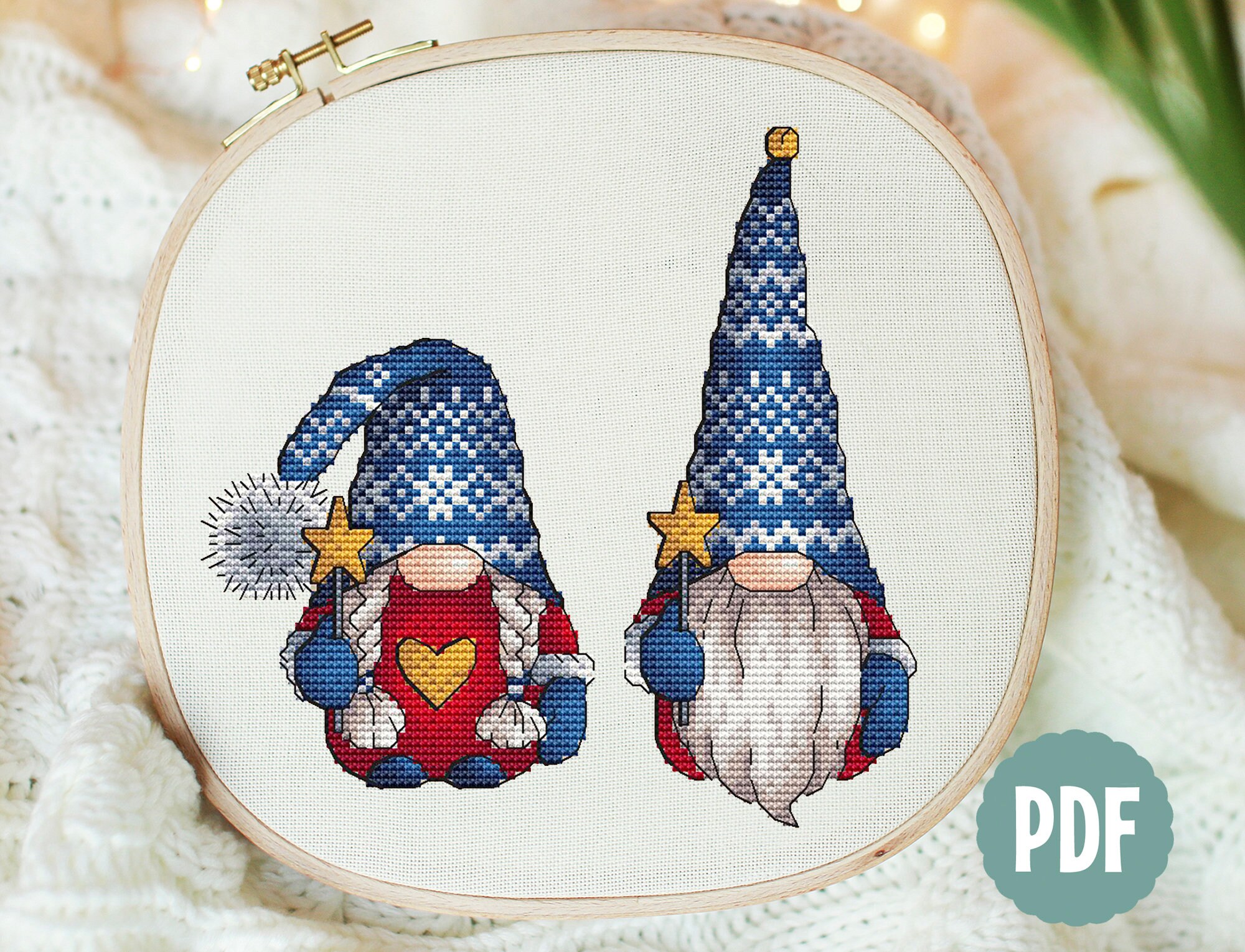 Gnome Cross Stitch Pattern PDF Christmas Counted Cross - Etsy