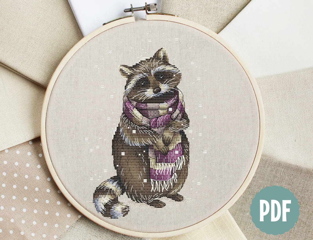 Raccoon Cross Stitch, Animal Cross Stitch Pattern PDF Instant Download ...