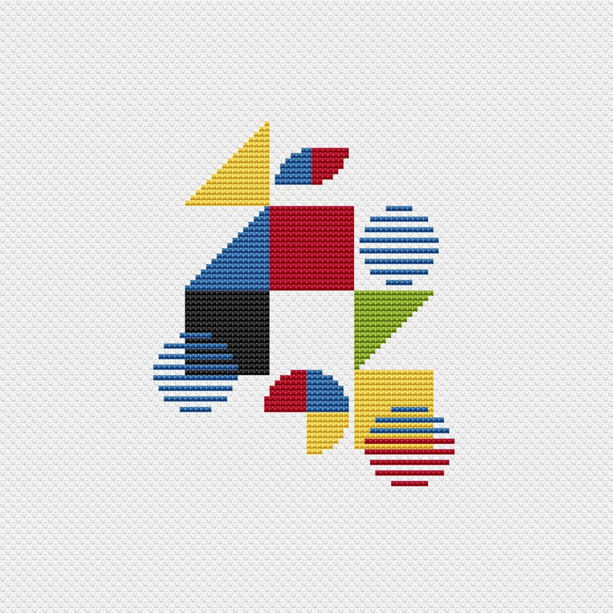 Modern Cross Stitch Pattern Multicolored Geometric Cross - Etsy
