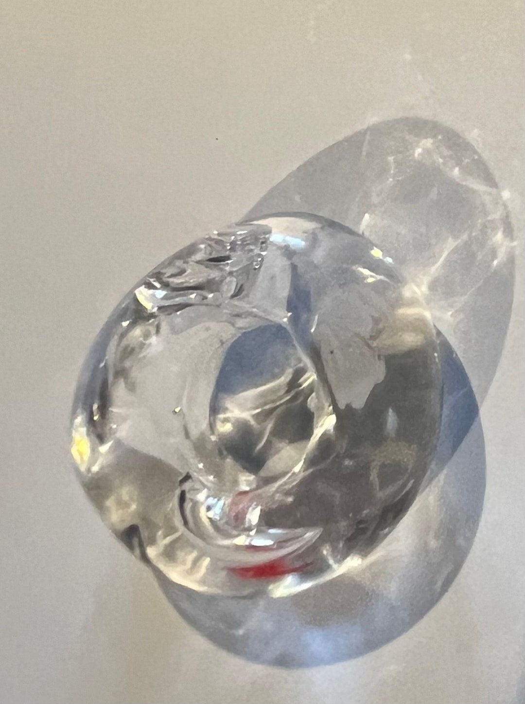 Clear Glass Ring With Flash of Red Glass - Etsy