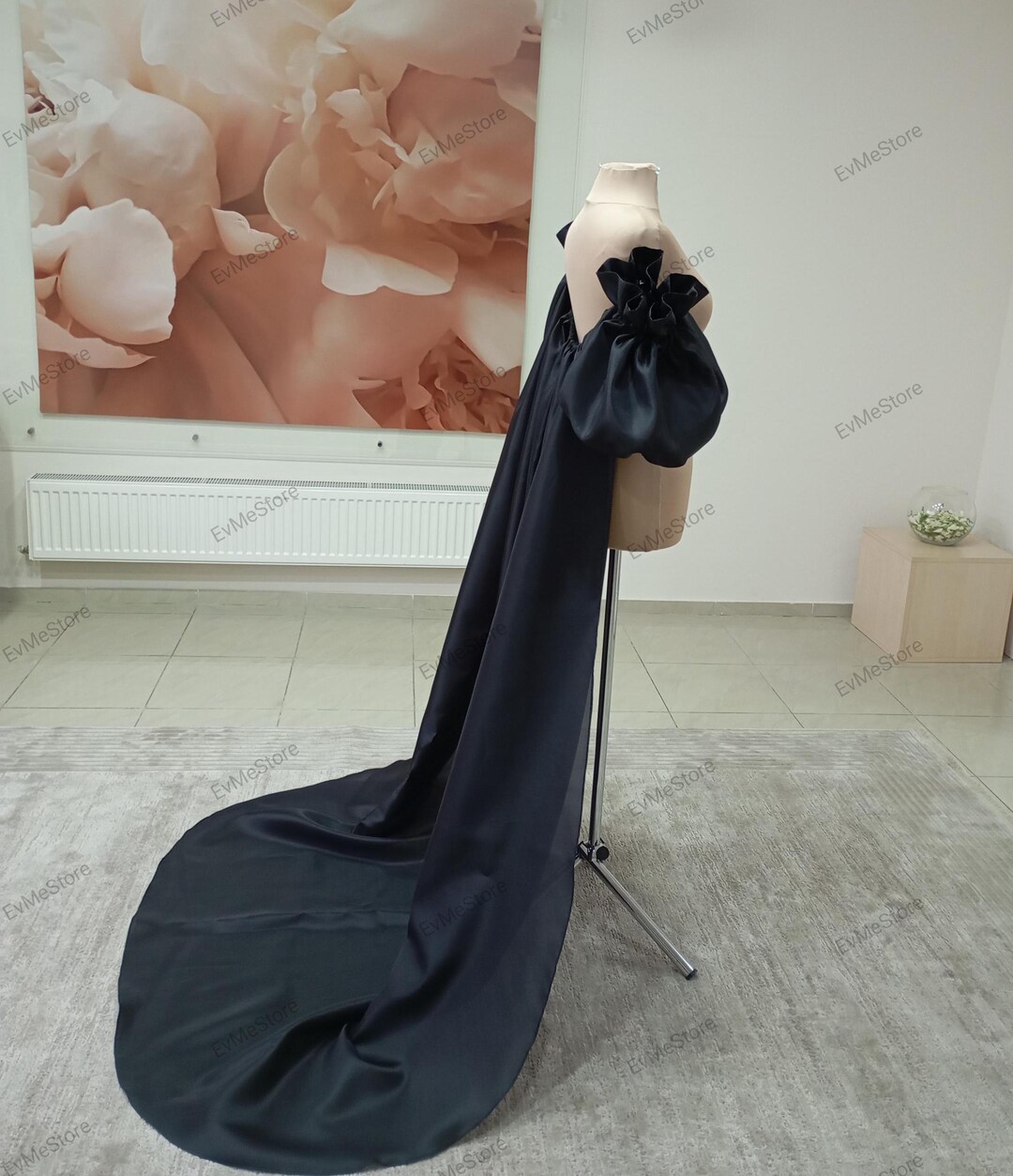 Black Organza Bicep Cape,bicep Evening Cape Long Train Cape - Etsy
