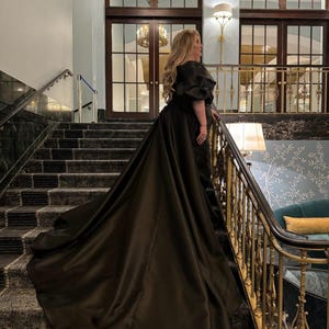 Black Satin Bicep Cape: Long Train Evening Veil - Etsy