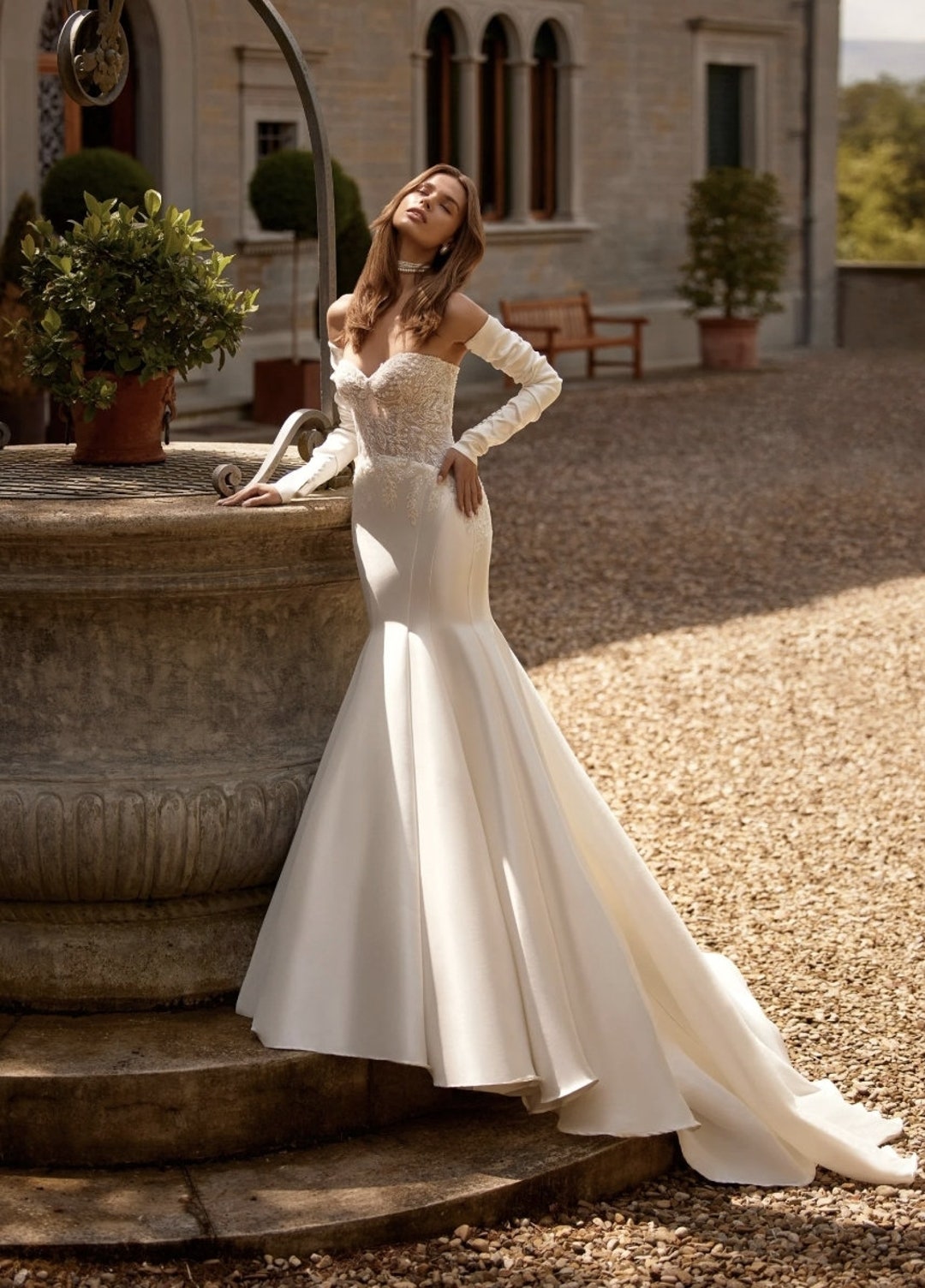 Satin Wedding Sleeves, Skinny Wedding Bicep Sleeves, Detachable Long ...