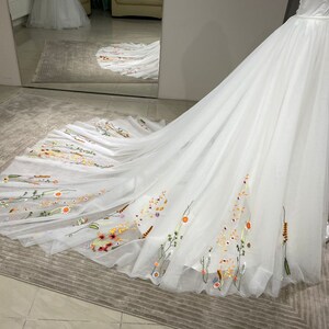 Wildflower Over Skirt, Detachable Floral Lace Tulle Bridal Overskirt ...