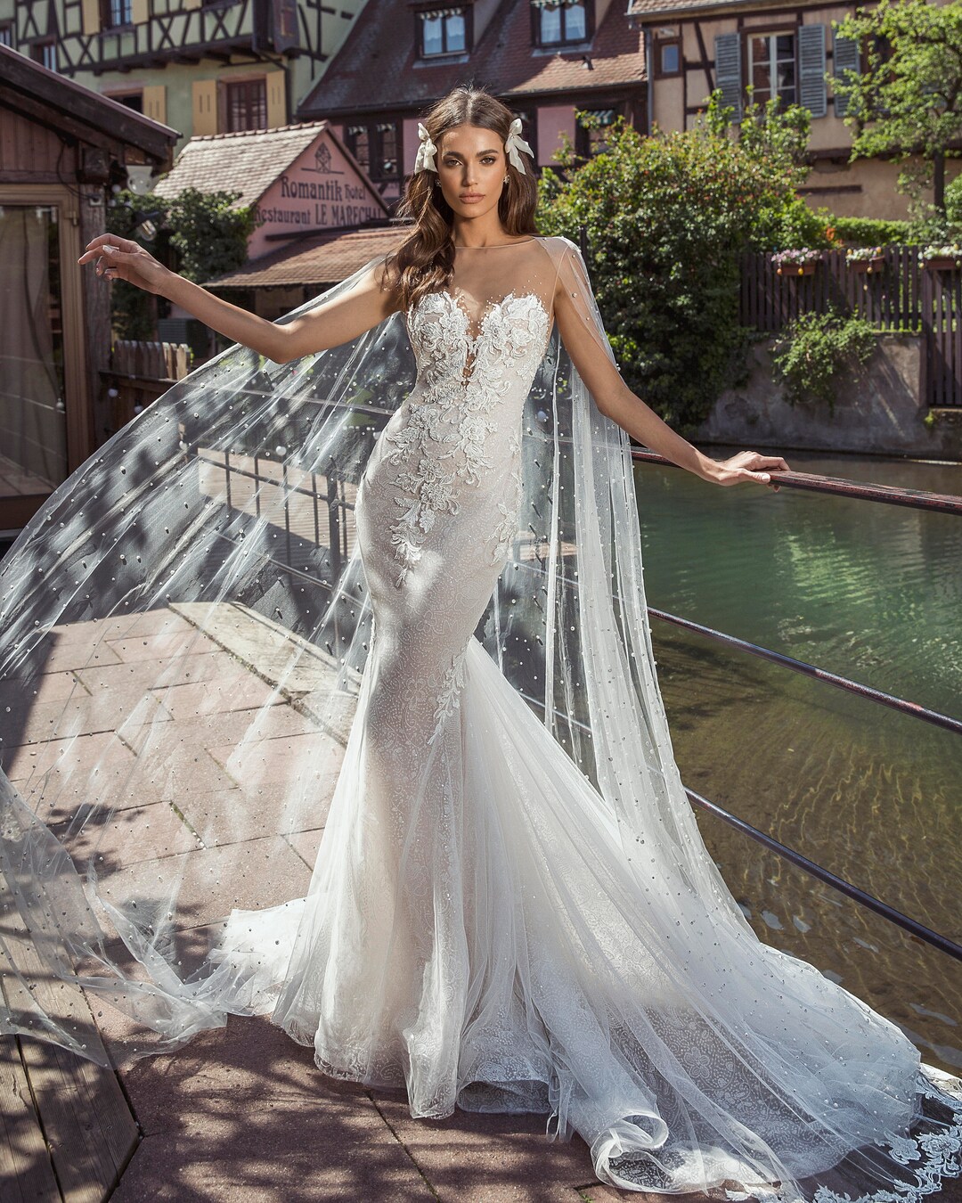 Wedding Pearl Cape Bridal Long Cape - Etsy