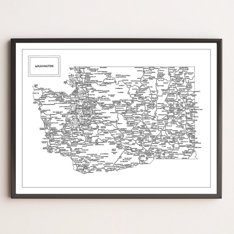 Map of Washington State - Etsy