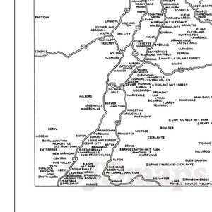 Road Map of Utah | Black & White | Digital, Printable Download - Etsy