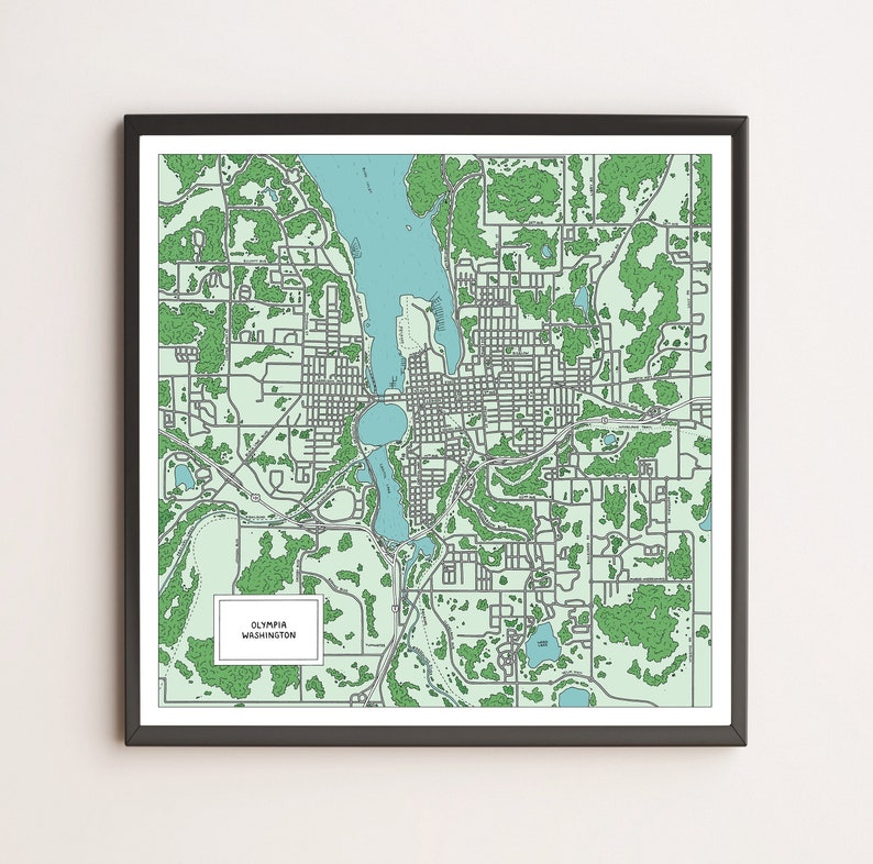 Road Map of Olympia, Washington | Hand-drawn | Digital, Printable ...