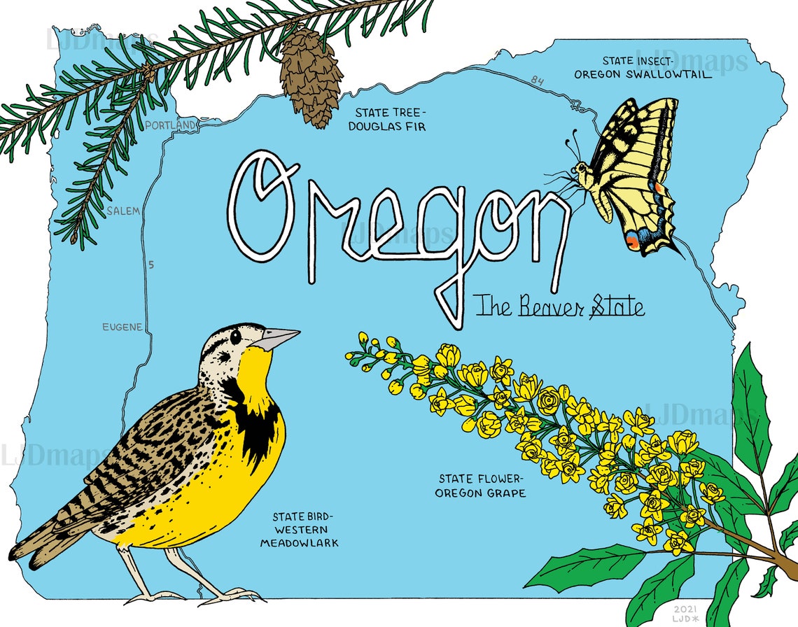 Oregon State Emblems | Digital, Printable Download - Etsy