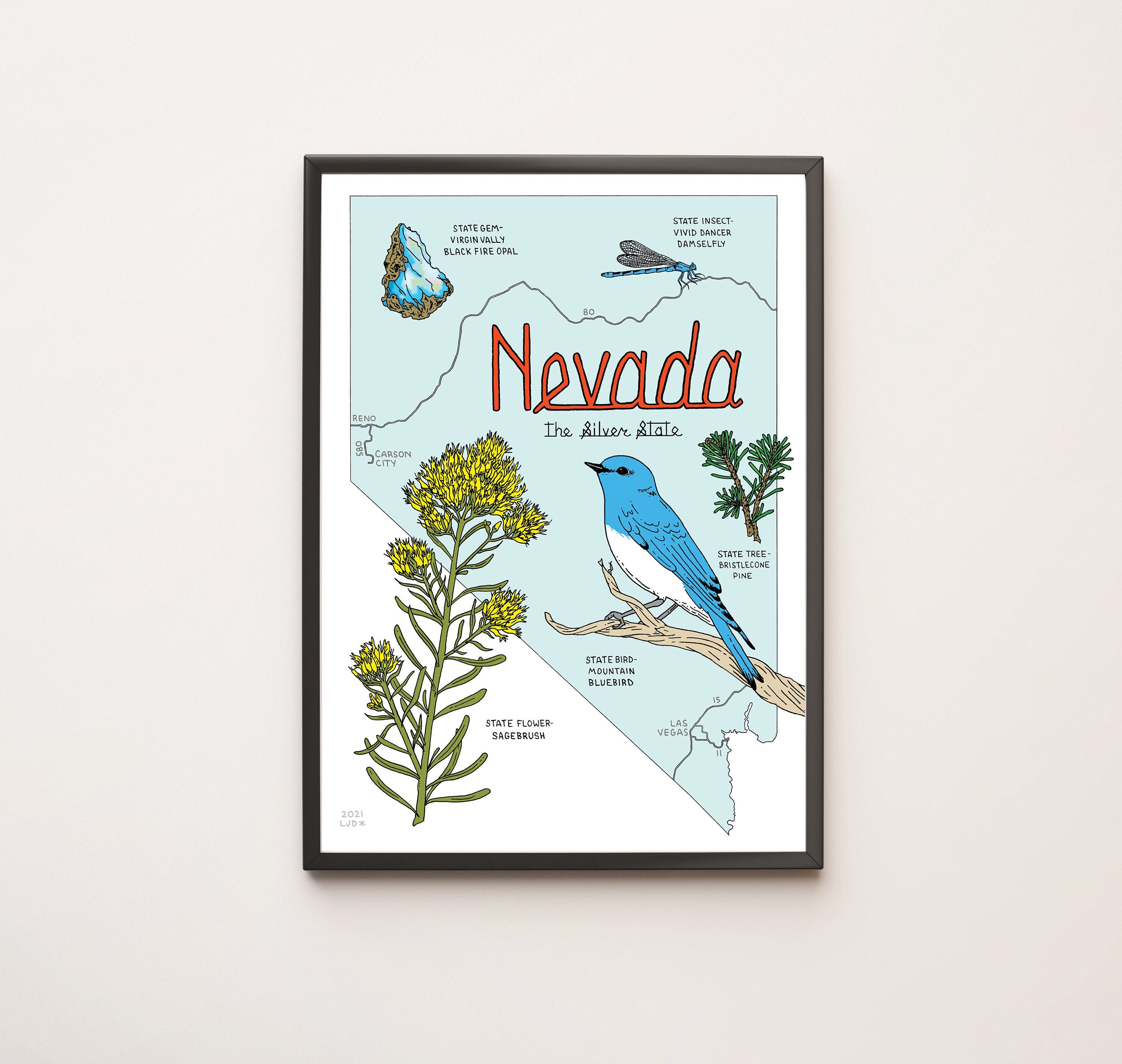 Nevada State Emblems | Bird, Flower, Insect, Gem, and Tree | Digital ...