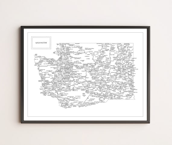 Road Map of Washington State Highways and Interstates - Etsy
