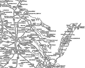 Road Map of Norfolk Virginia Hand-drawn Digital - Etsy