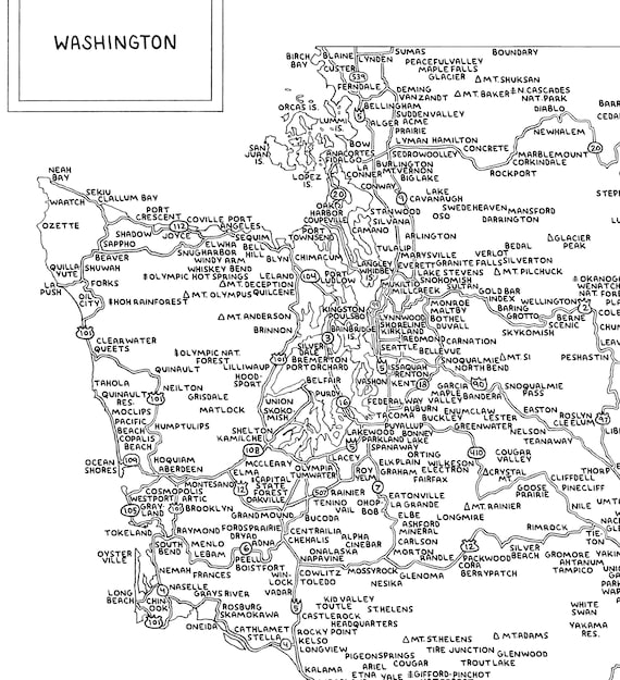 Printable Road Map Western Washington State Mileage Map Of The Best