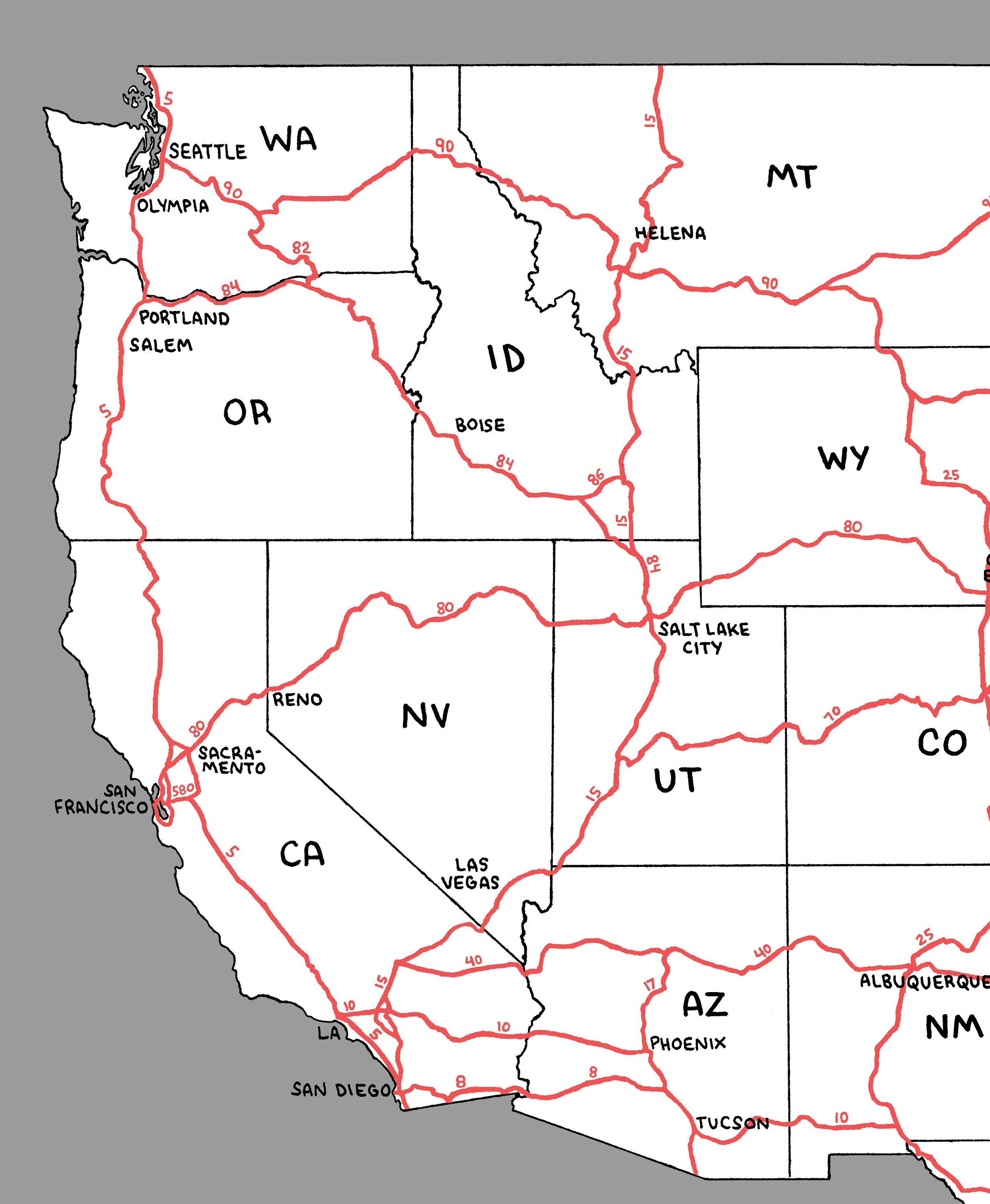 printable interstate highway map