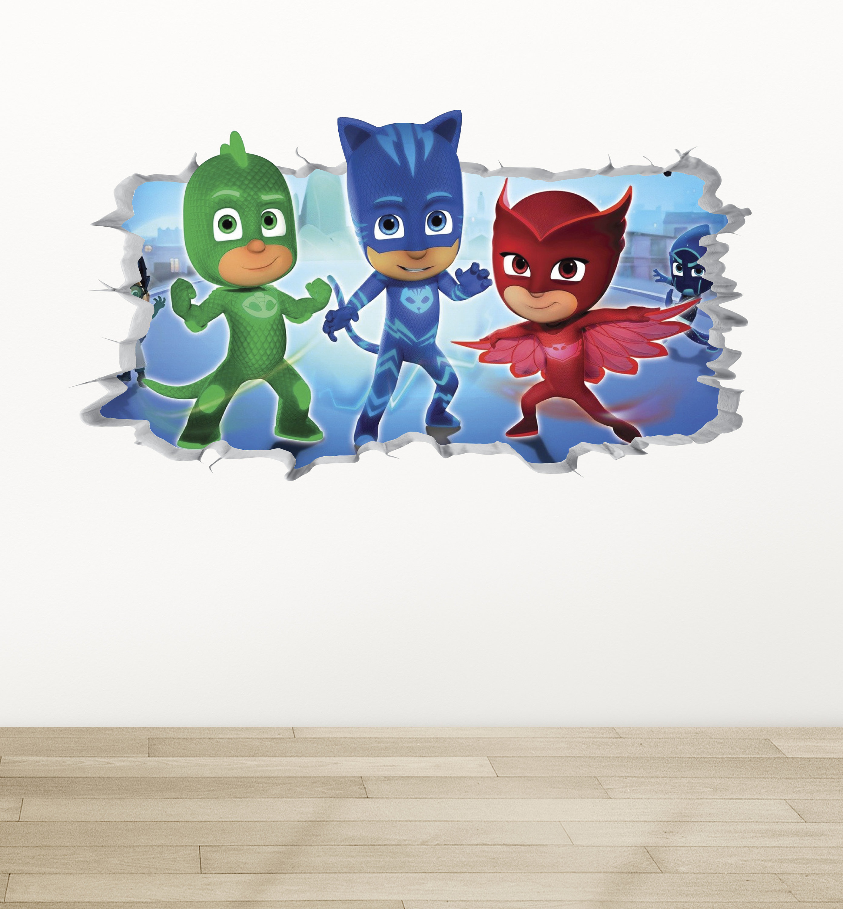 PJ Mask Wall Sticker Mural Decal 3D Smash Kids Decor Stickers Wall ...