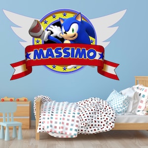 Sonic 3D Wall Sticker Mural Decal 3D Smash Vinyl Room Kids Games Custom ...