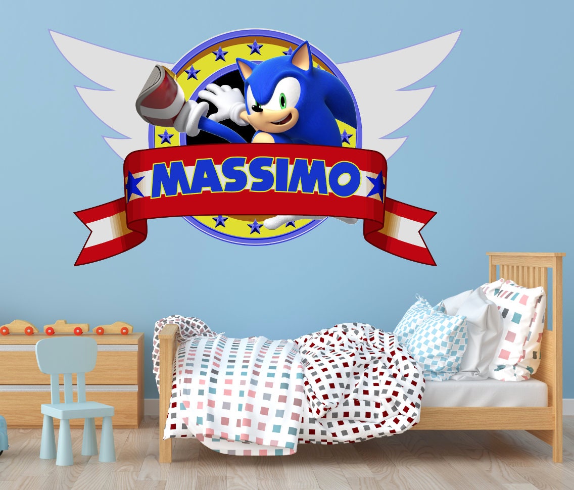 Sonic 3D Wall Sticker Mural Decal 3D Smash Vinyl Room Kids Games Custom ...
