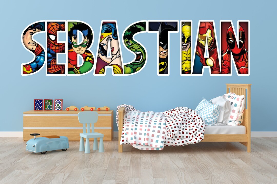Superhero Custom Name Wall Decal, Personalized Sticker, Personalized ...
