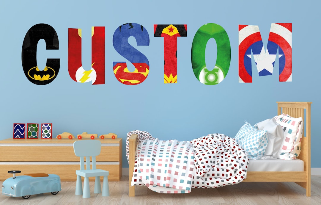 Superhero Custom Name Wall Decal, Personalized Sticker, Personalized ...