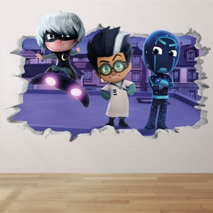 PJ Mask Wall Sticker Mural Decal 3D Smash Kids Decor Stickers Wall ...