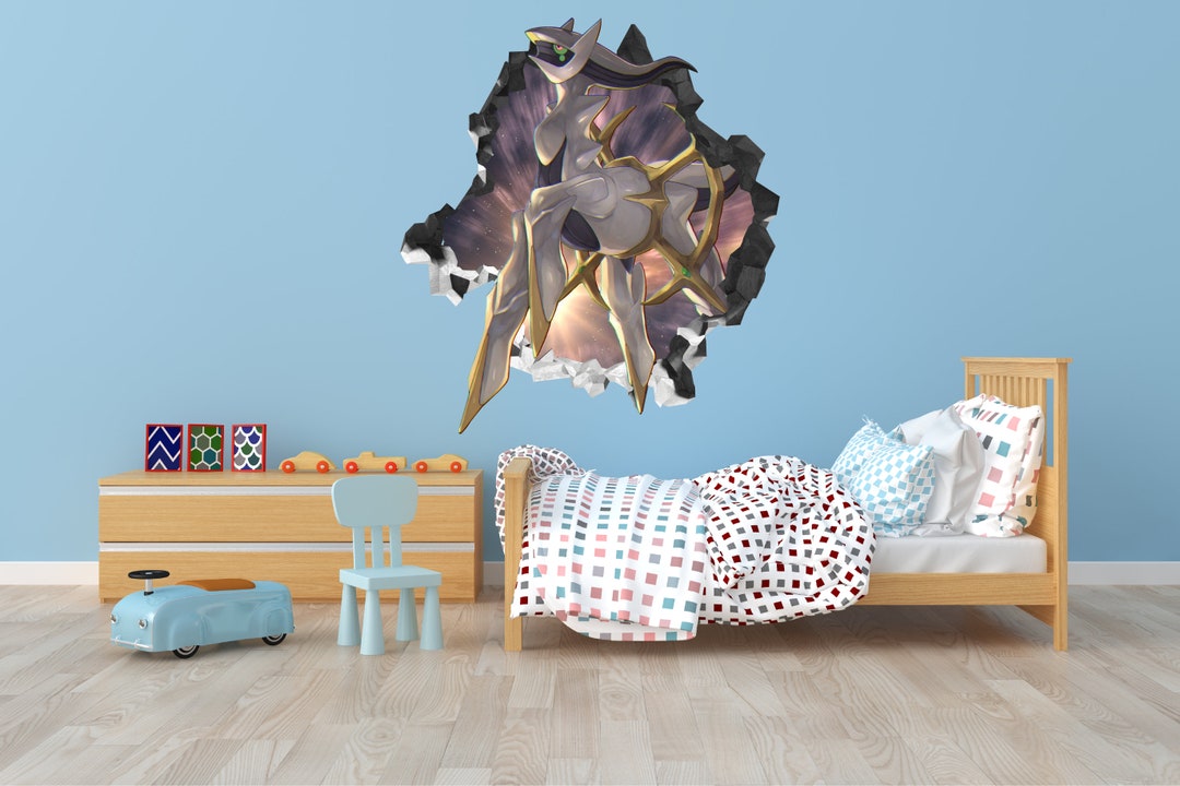 Arceus Pokemon 3D Wall Sticker Mural Decal 3D Smash Vinyl Room Kids for ...