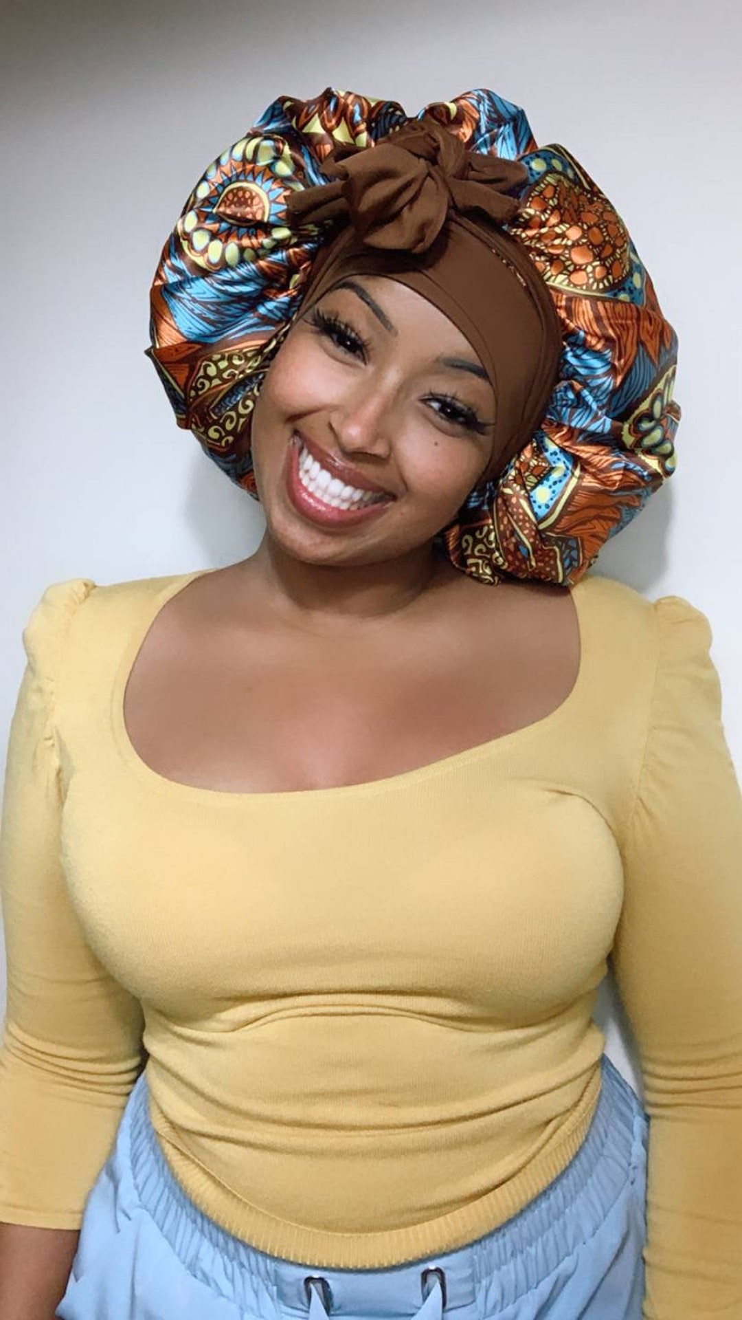 Jumbo Satin Bonnet With Stretch Edge Tie Protect Edges, Baby Hair ...