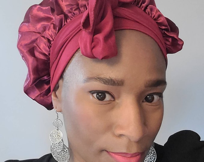 All Hair Types - Satin Bonnet With Bow Tie - Celestial Print - Crescent ...