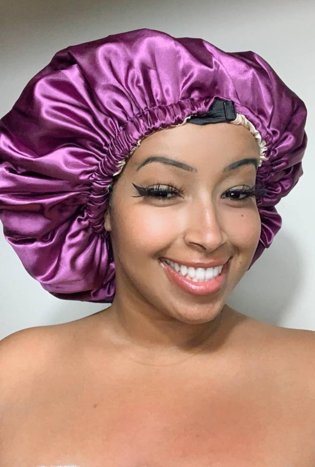Reversible, Waterproof, Extra Large, Double Layered, Satin Shower Cap ...