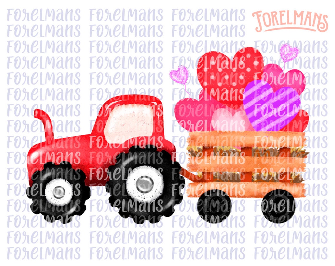 Valentine Tractor PNG, Tractor With Hearts Png, Valentines Day PNG ...