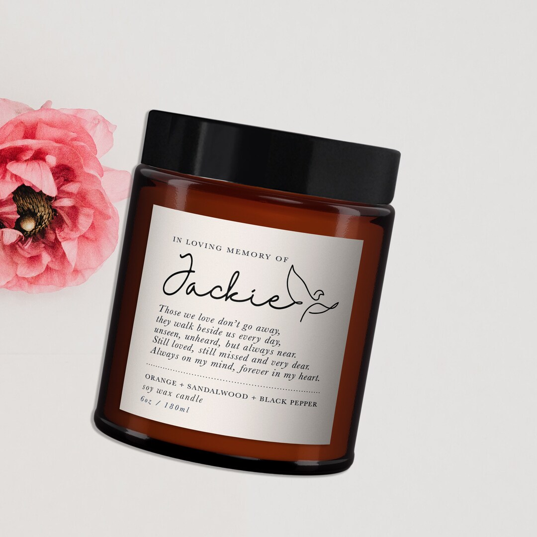 Personalized Sympathy Candle: Essential Oil Soy Wax, Bereavement Gift ...