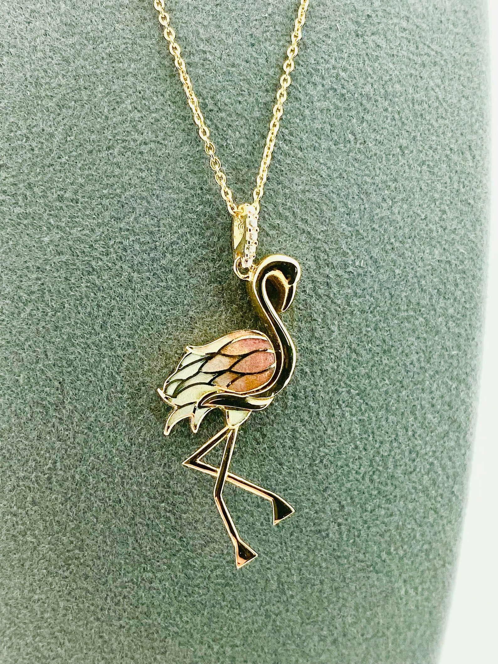 14k Gold Flamingo Necklace-Solid Gold Necklace-Flamingo | Etsy